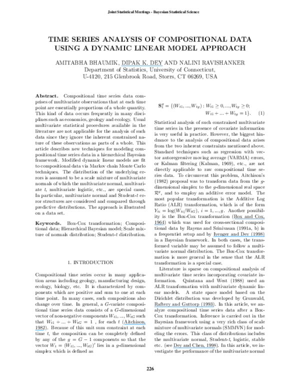Pdf Time Series Analysis Of Compositional Data Using A Dynamic Linear