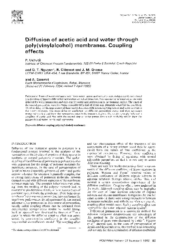 (PDF) Diffusion of acetic acid and water through poly(vinylalcohol ...