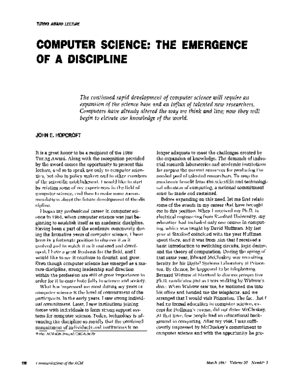 (PDF) Computer science: the emergence of a discipline