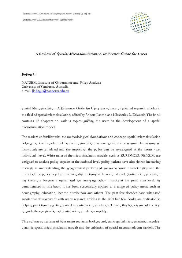 (PDF) Guide to Spatial Microsimulation Techniques