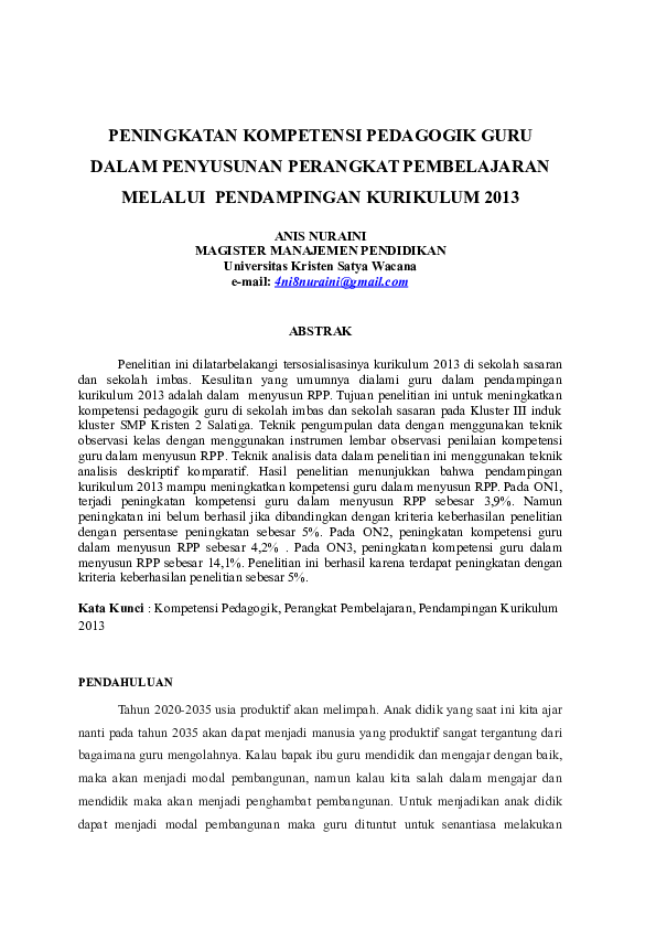 PENINGKATAN KOMPETENSI PEDAGOGIK GURU DALAM PENYUSUNAN PERANGKAT PEMBELAJARAN MELALUI ...