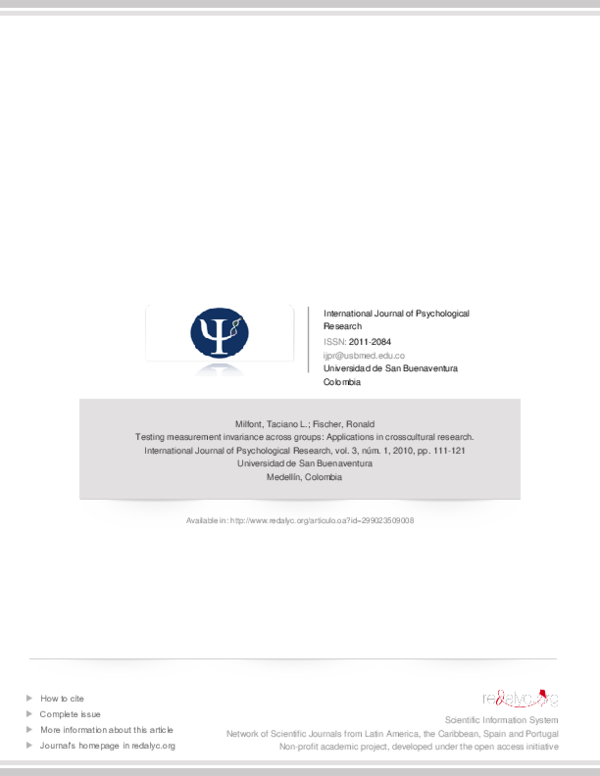 Pdf Testing Measurement Invariance Across Groups Applications In Crosscultural Research