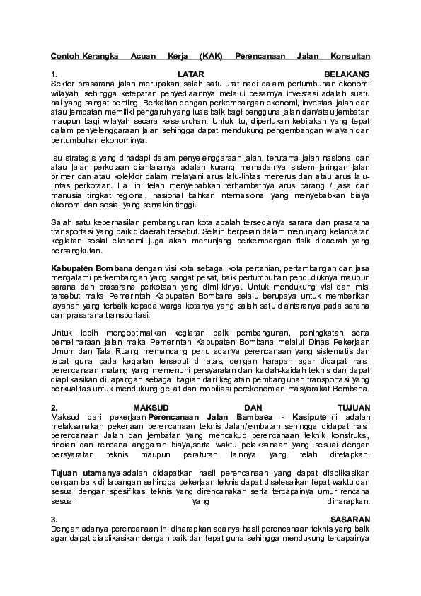 (DOC) Contoh Kerangka Acuan Kerja (KAK