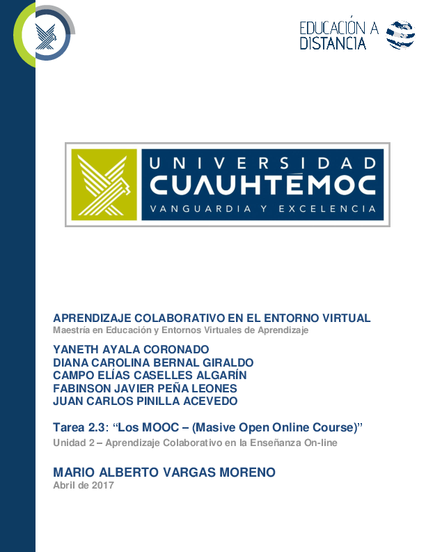 (PDF) Los MOOC: XMOOC & CMOOC