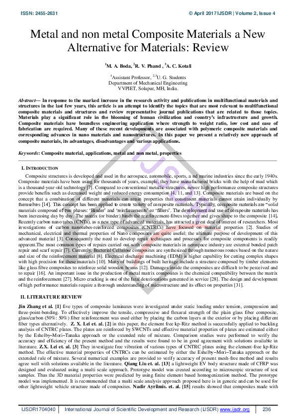 (PDF) Metal and non metal Composite Materials a New Alternative for ...