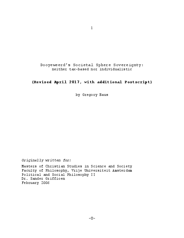 (DOC) Dooyeweerd's Societal Sphere Sovereignty (2017 revision)