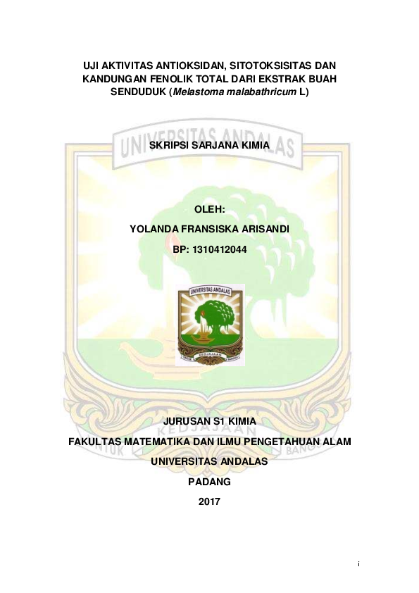 (PDF) UJI AKTIVITAS ANTIOKSIDAN, SITOTOKSISITAS DAN KANDUNGAN FENOLIK ...