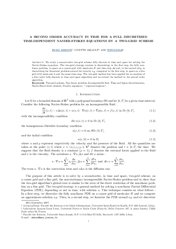 (PDF) A second order accuracy for a full discretized time-dependent ...