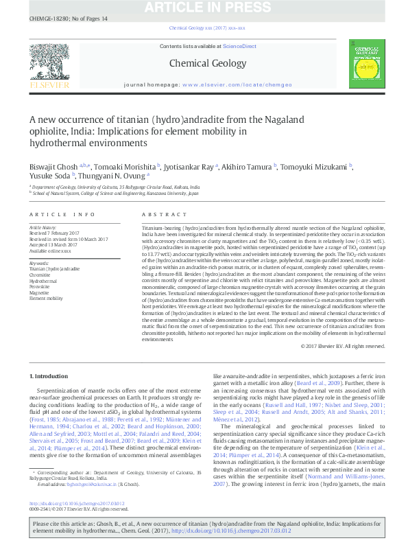 (PDF) A new occurrence of titanian (hydro)andradite from the Nagaland ...
