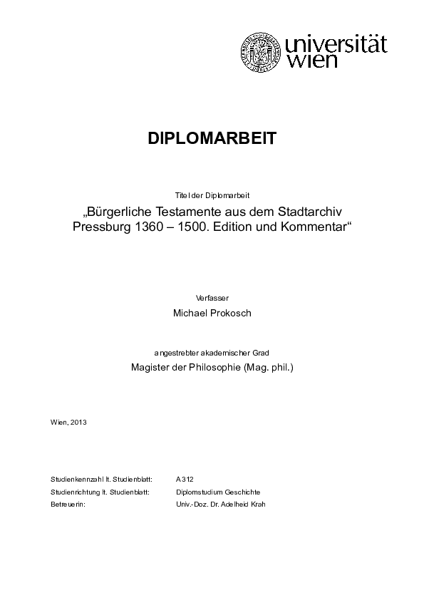 (PDF) Bürgerliche Testamente aus dem Stadtarchiv Pressburg 1360-1500 ...