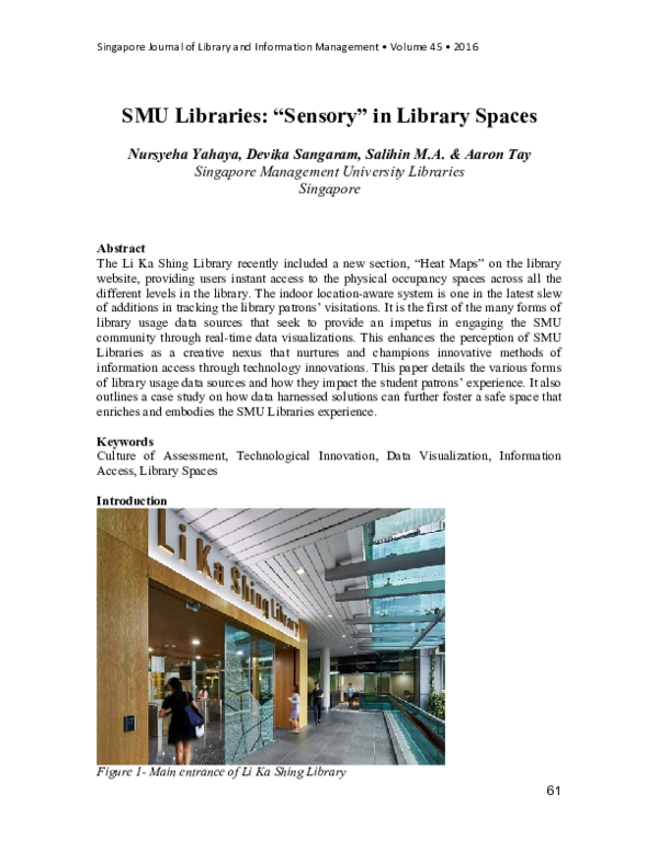 (PDF) “Sensory” in Library Spaces at SMU Libraries.