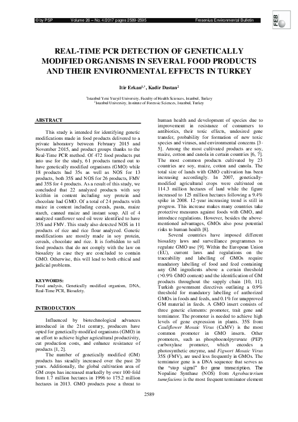 (PDF) Real-Time PCR Detection of Genetically Modified Organisms in ...