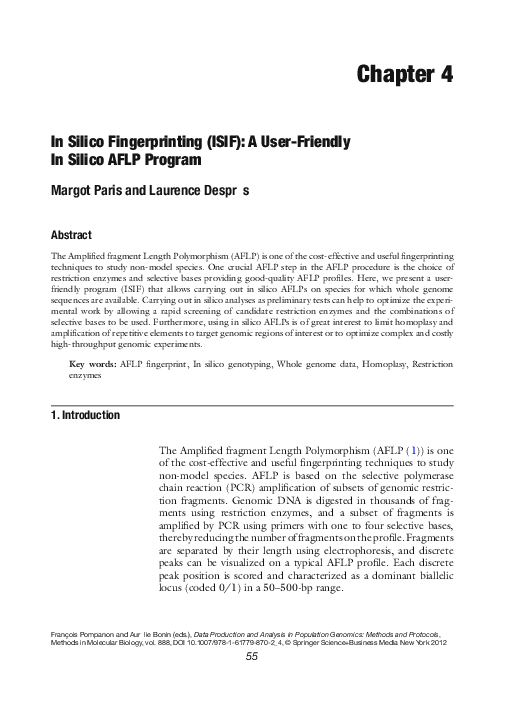 Chapter 4 In Silico Fingerprinting (ISIF): A User-Friendly In Silico ...