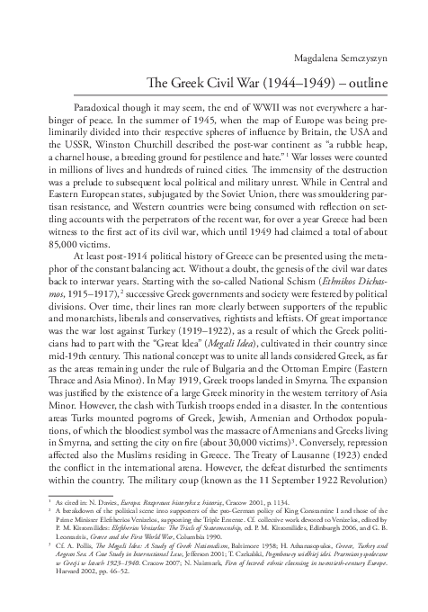 (PDF) The Greek Civil War (1944-1949) - outline
