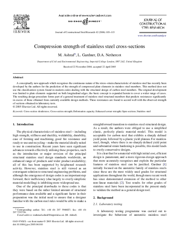 (PDF) Compression strength of stainless steel cross-sections