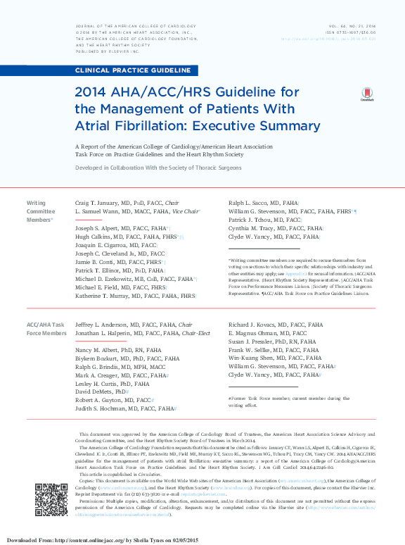 (PDF) CLINICAL PRACTICE GUIDELINE 2014 AHA/ACC/HRS Guideline for the ...
