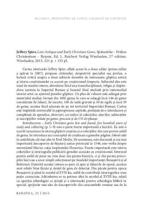 (PDF) Jeffrey Spier, Late Antique and Early Christian Gems