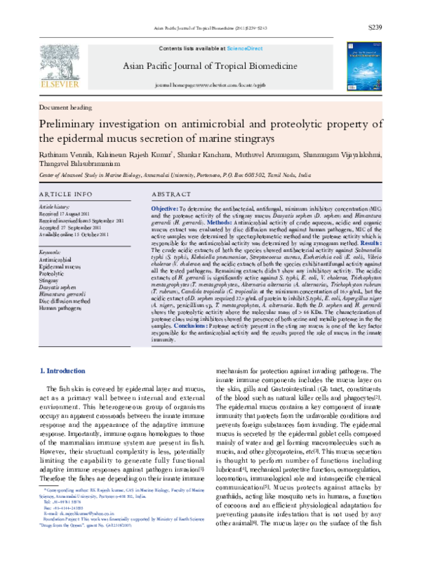 (PDF) Preliminary investigation on antimicrobial and proteolytic ...
