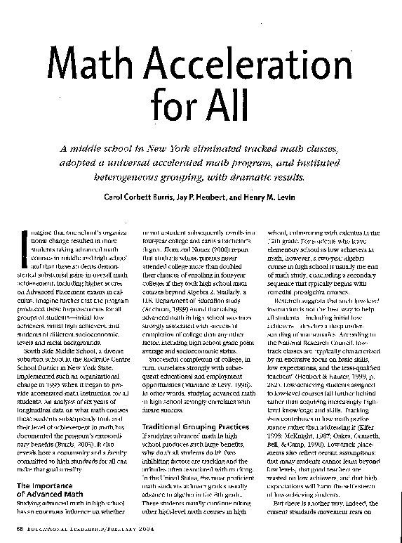 (PDF) Math Acceleration for All A middle school in New York eliminated ...