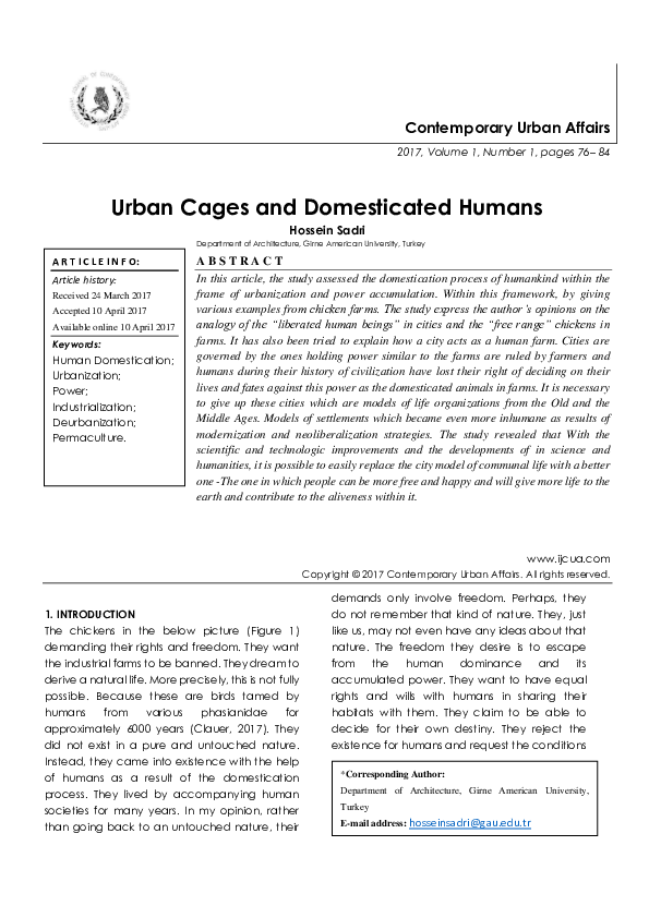 (PDF) Urban Cages and Domesticated Humans