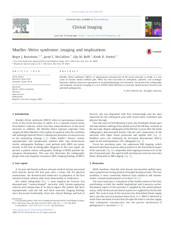 (PDF) Mueller–Weiss syndrome: imaging and implications