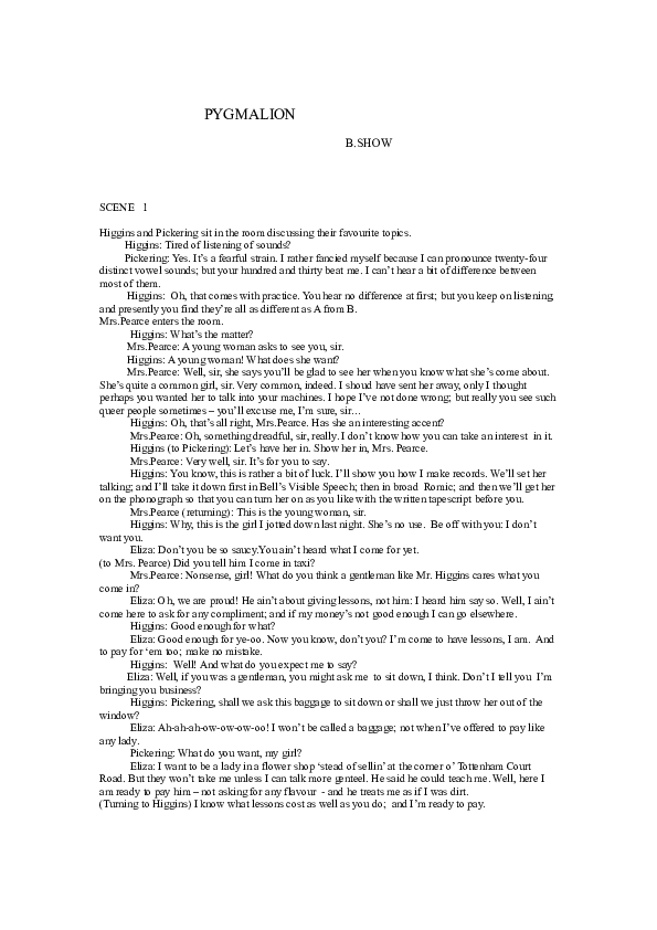 (DOC) Pygmalion