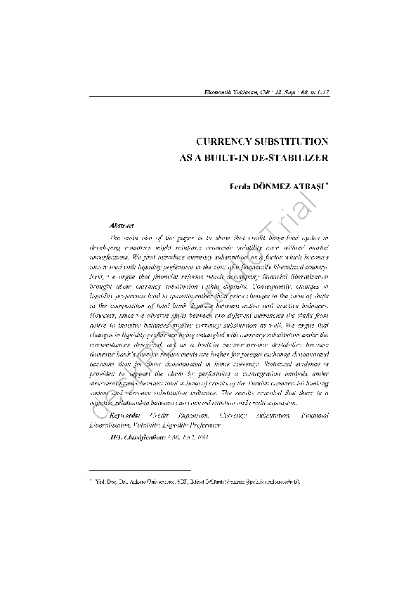 (PDF) Currency Substitution as a Built-in De-Stabilizer