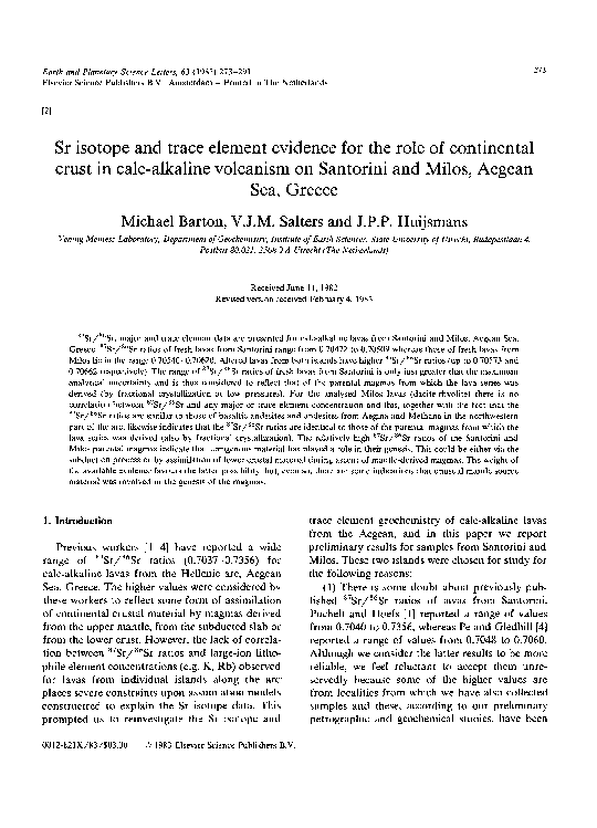 (PDF) Sr isotope and trace element evidence for the role of continental ...