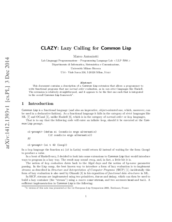 Introduction à la programmation en Common Lisp