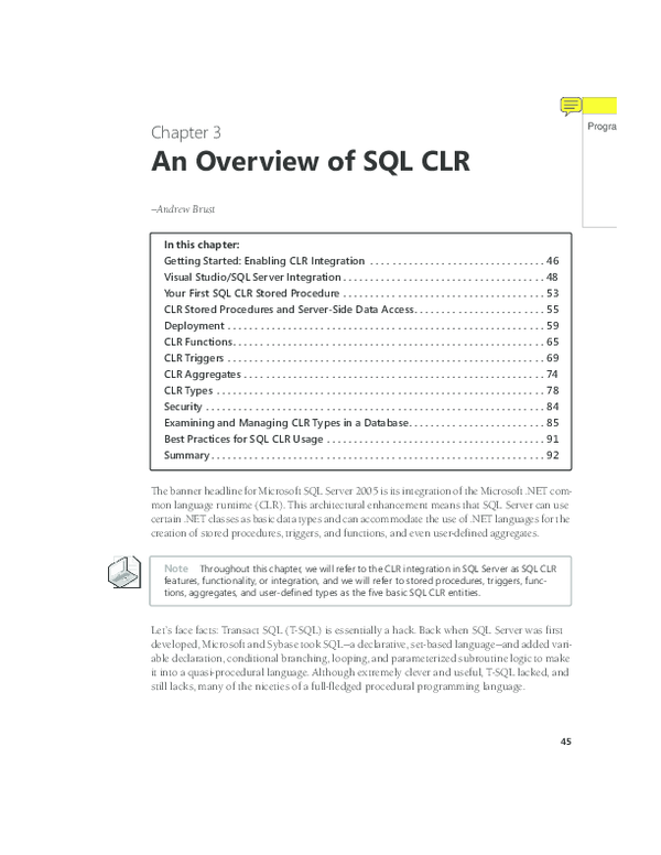(PDF) An Overview of SQL CLR
