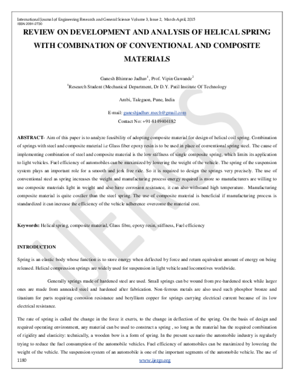 (PDF) REVIEW ON DEVELOPMENT AND ANALYSIS OF HELICAL SPRING WITH COMBINATION OF CONVENTIONAL AND ...