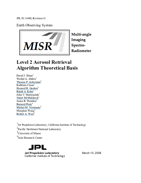 (PDF) Level 2 aerosol retrieval algorithm theoretical basis