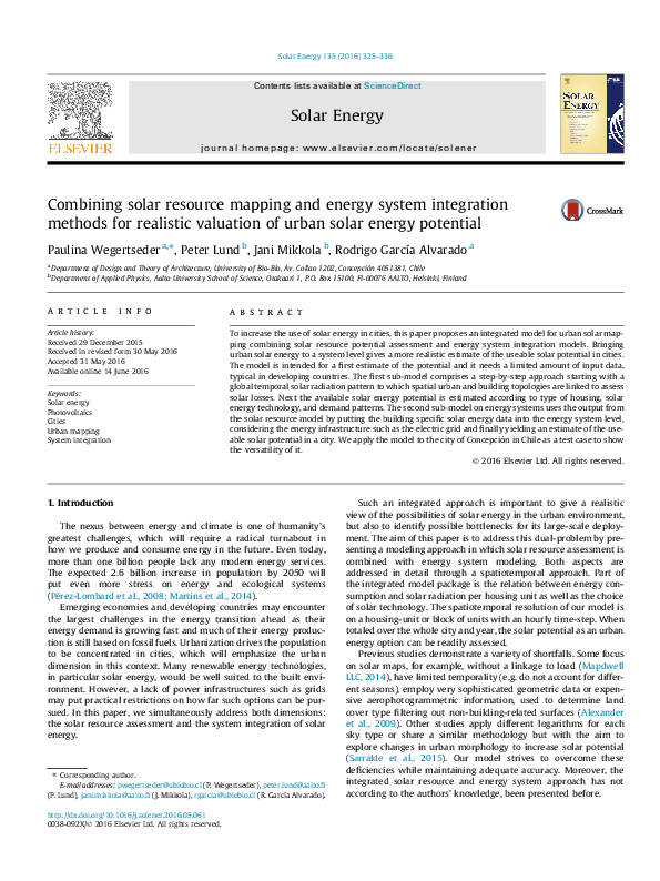 (PDF) Urban Solar Energy Potential: A Mapping Model