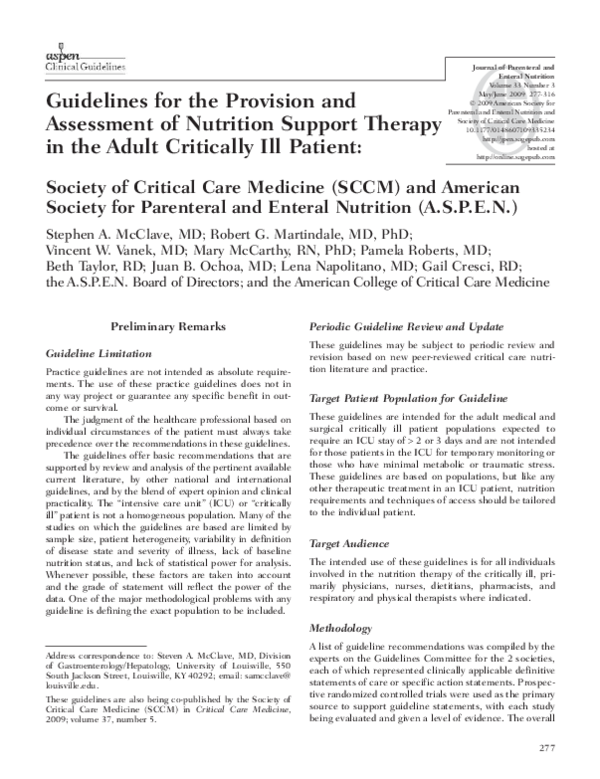 (PDF) Guidelines for the Provision and Assessment of Nutrition Support ...