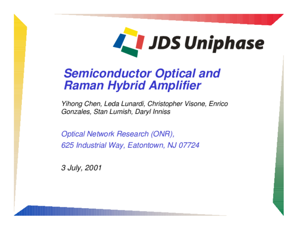 (PDF) Semiconductor Optical and Raman Hybrid Amplifier
