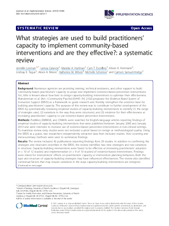 (PDF) What strategies are used to build practitioners' capacity to ...