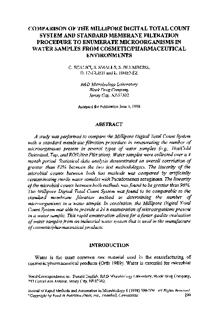 (PDF) Comparison of the Millipore Digital Total Count System and ...