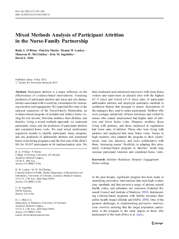 (PDF) Mixed Methods Analysis of Participant Attrition in the Nurse ...