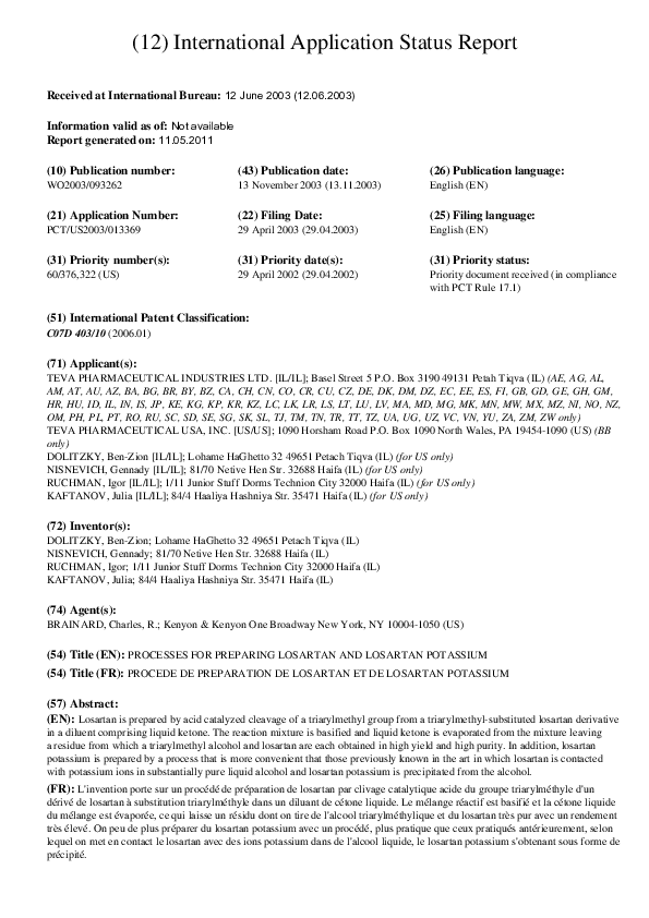 Pdf Preparation Of Losartan And Losartan Potassium