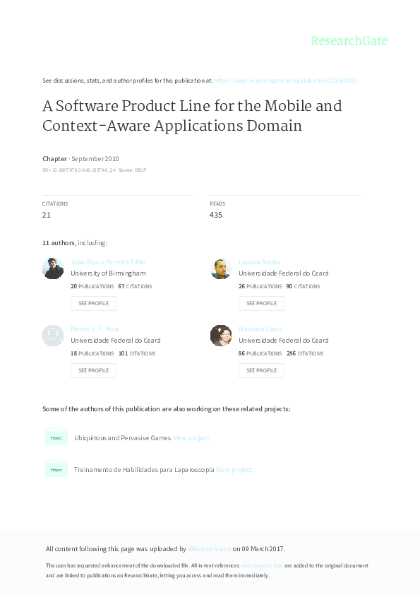 (PDF) A Software Product Line for the Mobile and Context-Aware Applications Domain Ubiquitous ...
