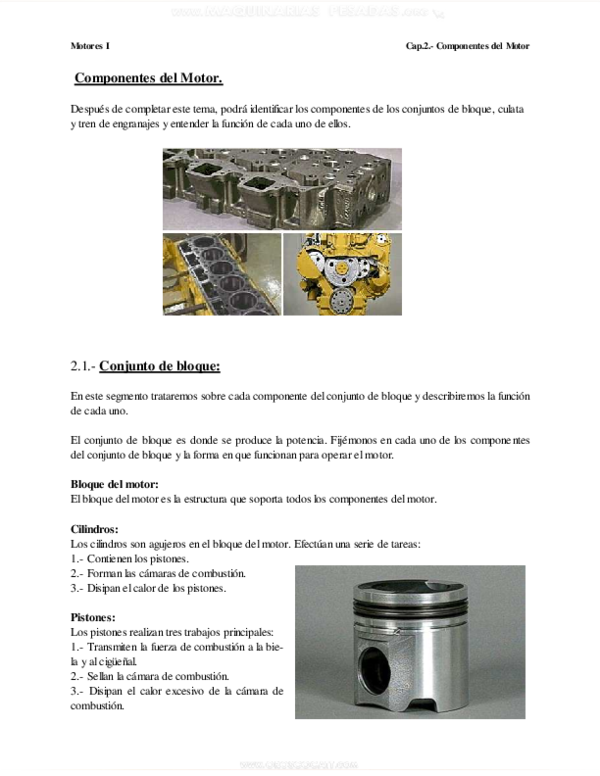 (PDF) Motores I Cap.2.-Componentes del Motor Componentes del Motor
