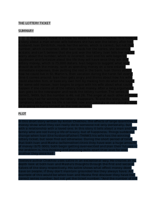 (DOC) THE LOTTERY TICKET