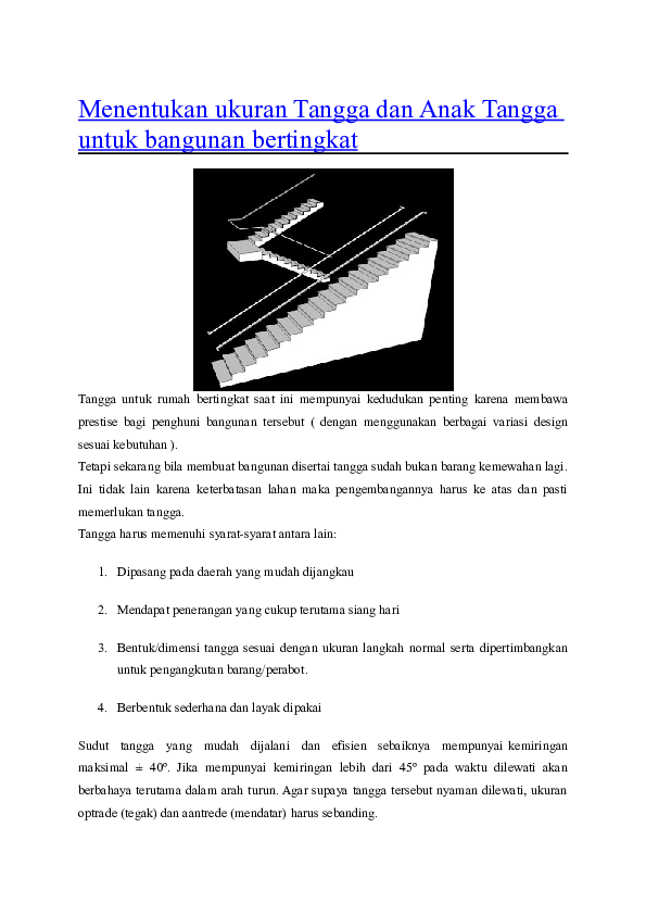 (DOC) Menentukan ukuran Tangga dan Anak Tangga untuk bangunan bertingkat