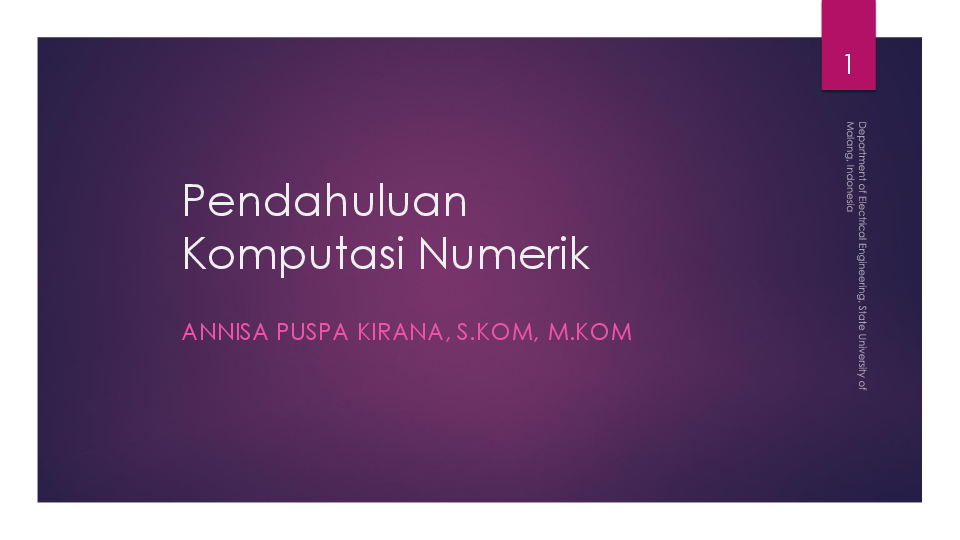 (PDF) Pendahuluan Komputasi Numerik