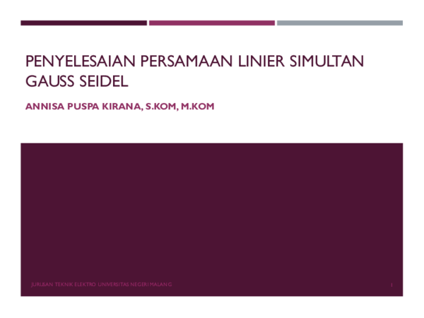 (PDF) Penyelesaian Persamaan Linier Simultan