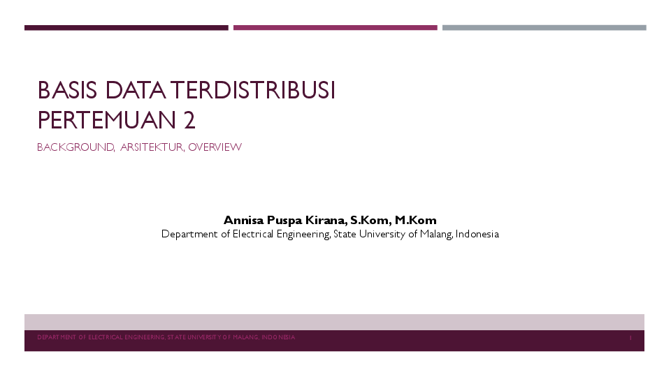 (PDF) Basis Data Terdistribusi Overview