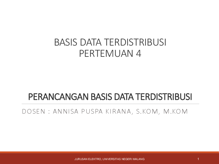 (PDF) PERANCANGAN BASIS DATA TERDISTRIBUSI