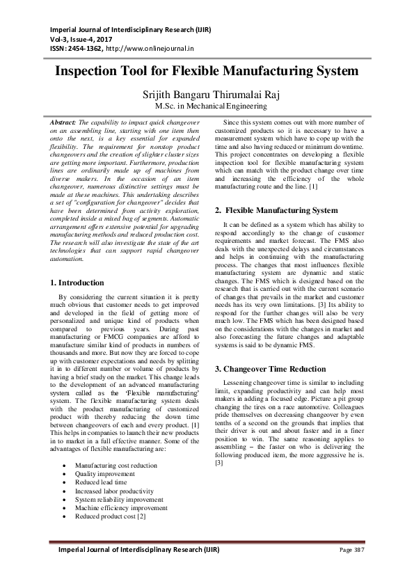(PDF) Inspection Tool for Flexible Manufacturing System