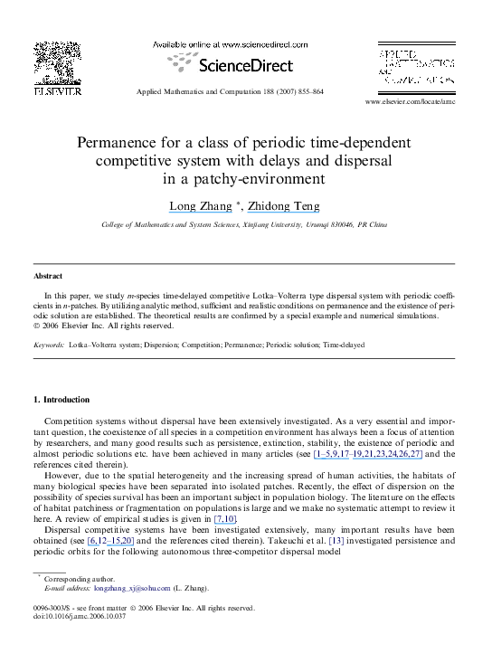 (PDF) Permanence for a class of periodic time-dependent competitive ...