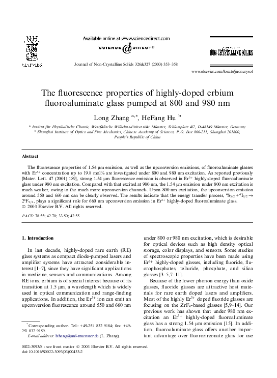 (PDF) The fluorescence properties of highly-doped erbium ...